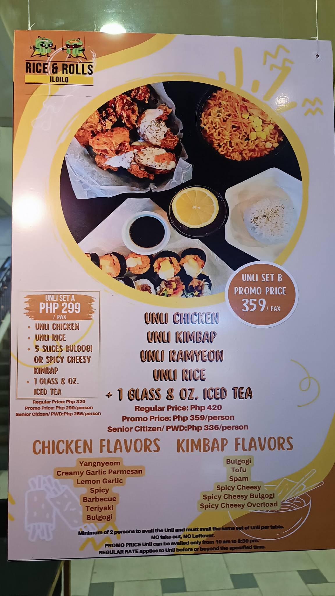 Menu at Rice and Rolls Festivewalk Iloilo restaurant, Iloilo City