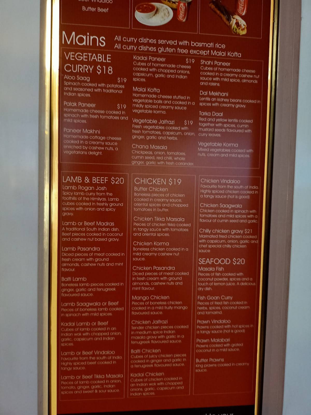 Menu at India Garden - Oamaru restaurant, Oamaru