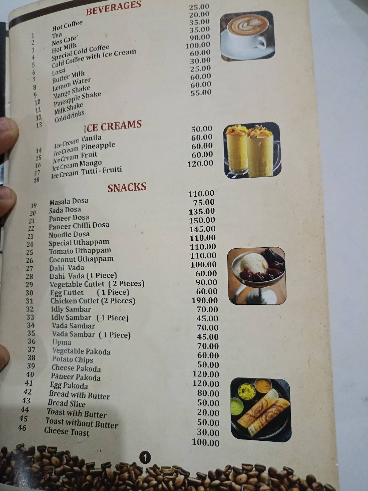 Menu at Indian Coffee House, Shakti Nagar, near SBI