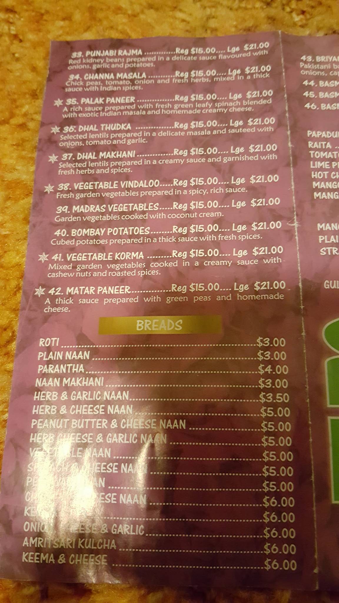 Menu at Indian Curry Bazaar & Take Away restaurant, Avoca