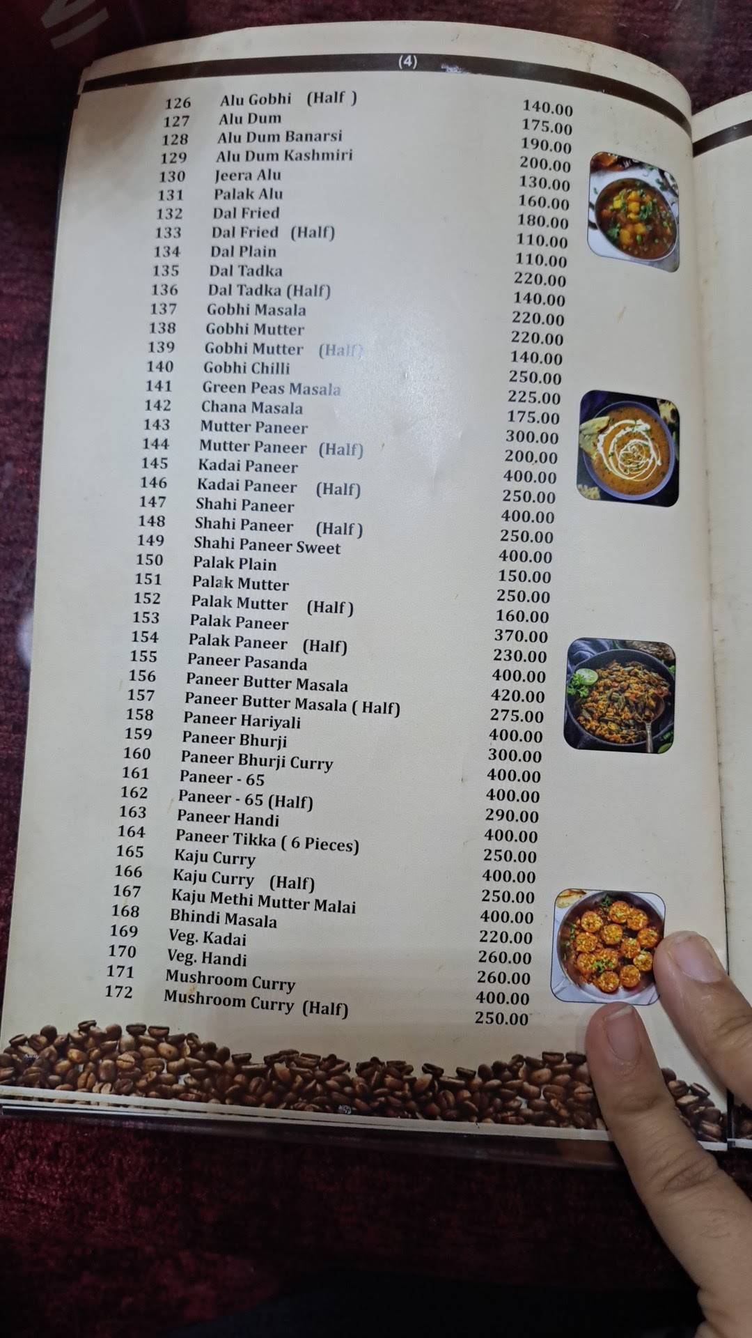 Menu at Indian coffee house, Jabalpur, Under Indian Coffee House