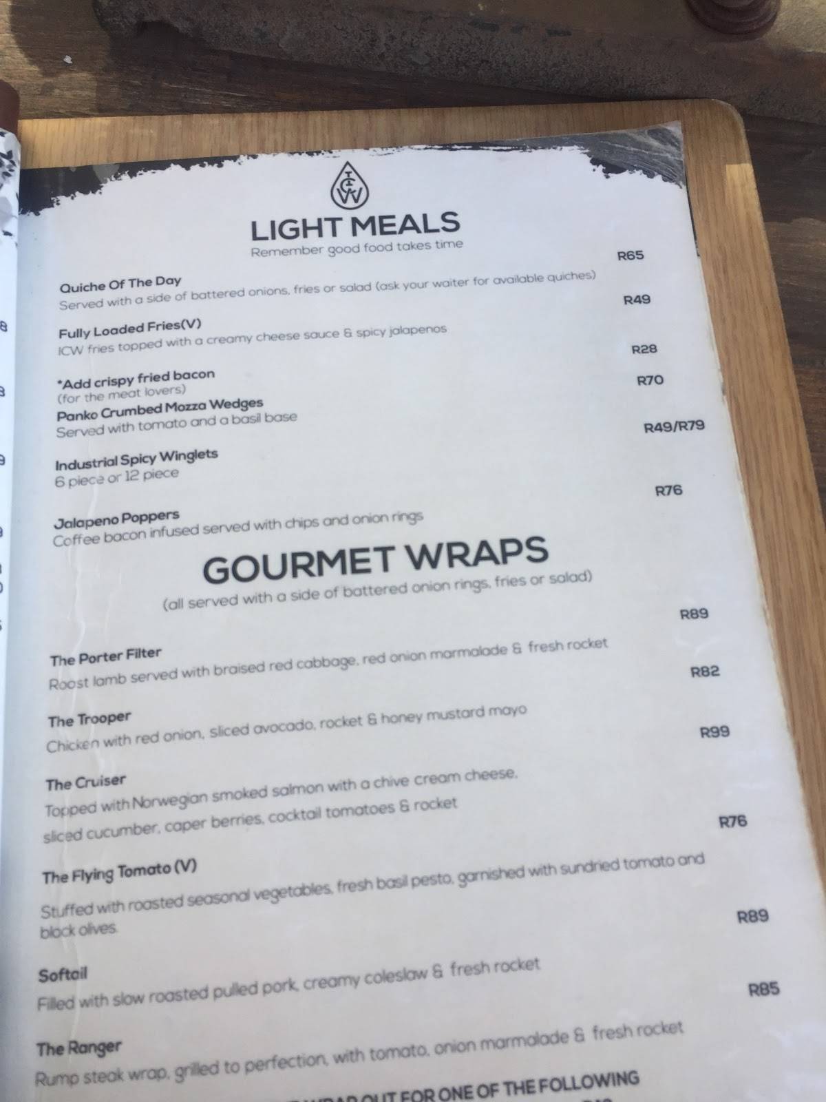 Menu at Industrial Works pub & bar, Centurion