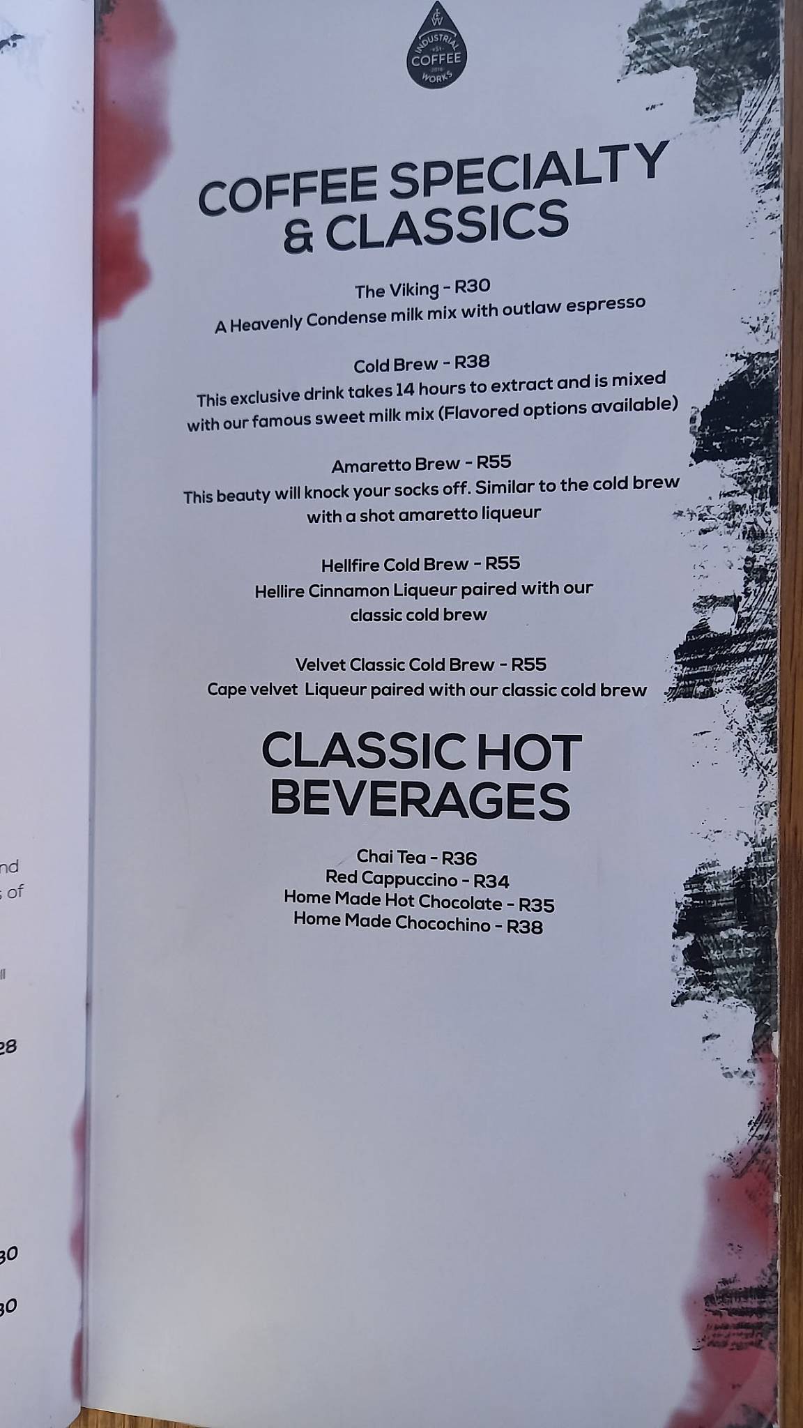 Menu at Industrial Works pub & bar, Centurion