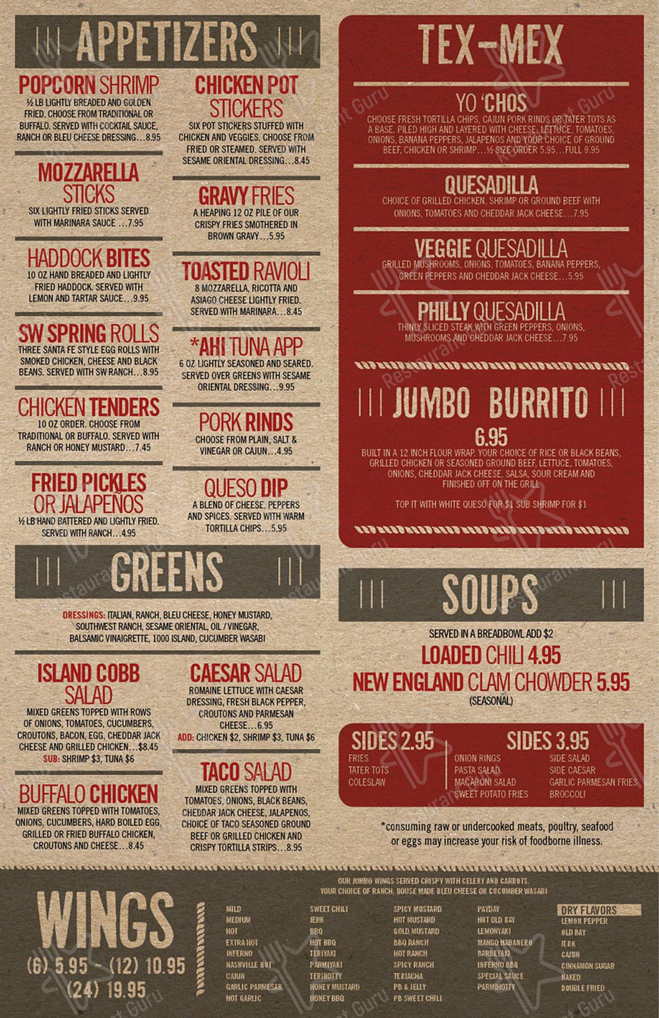 Menu at Island Bar & Grill, Myrtle Beach