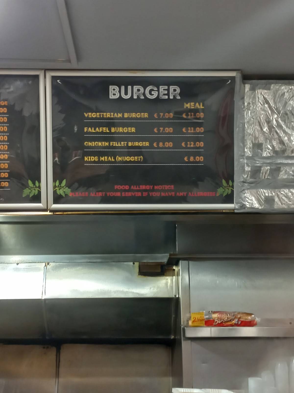 Menu at Istanbul Kebab Cork City fast food, Cork