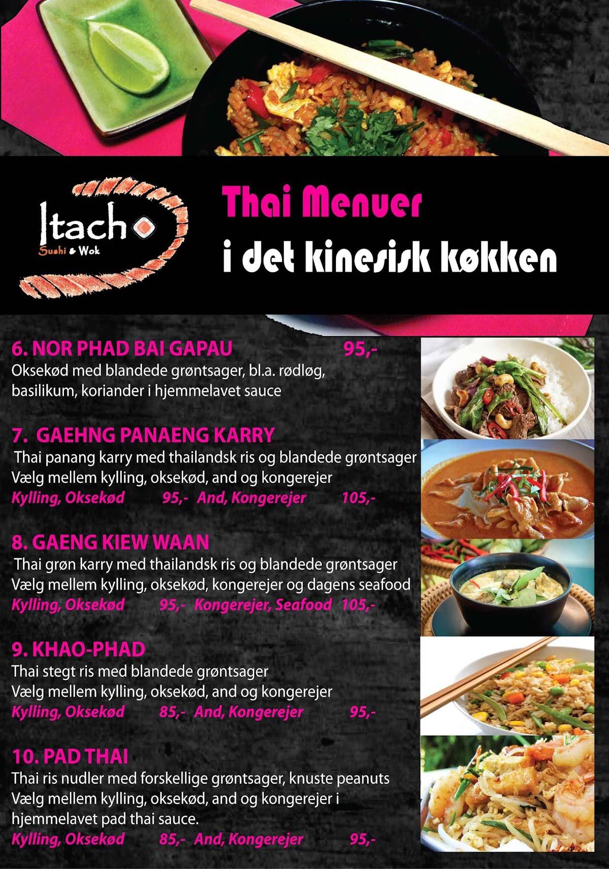 Menu at Itacho Sushi Thai og Kinesisk Take away restaurant, Charlottenlund