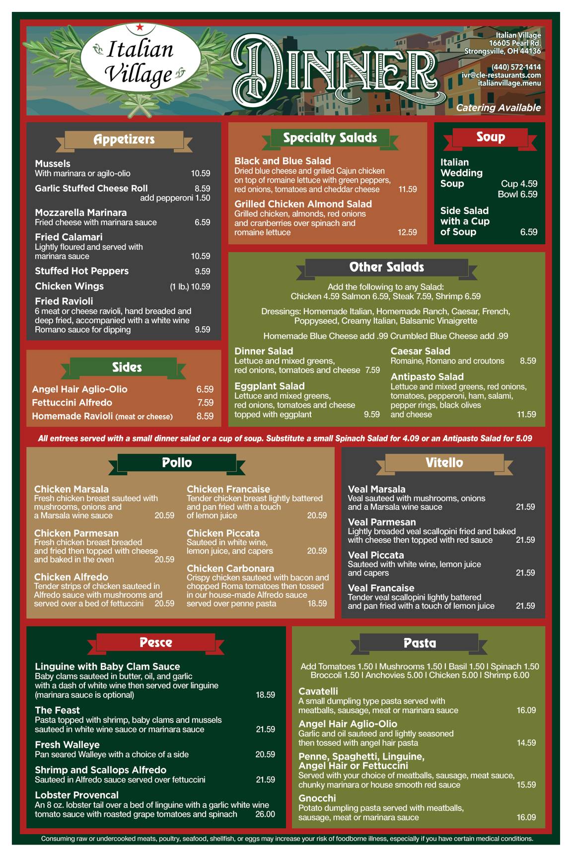 Menu at Italian Village Restaurant, Strongsville