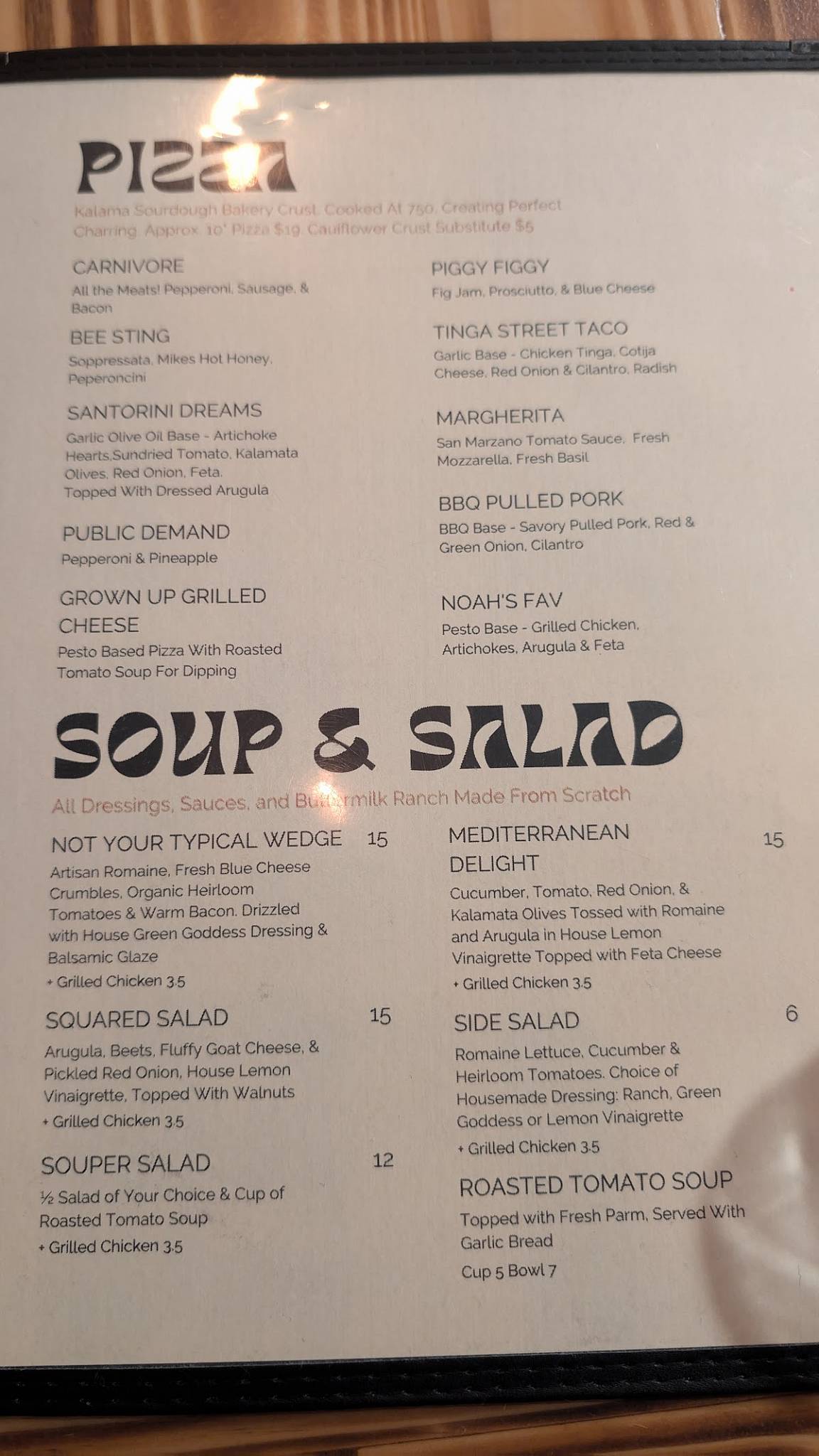 Menu at J Squared Barrel House, Longview
