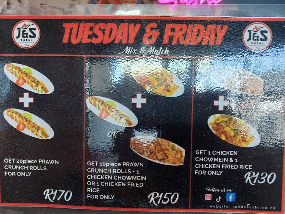 Menu at J&S Sushi Mitchells plain restaurant, Cape Town