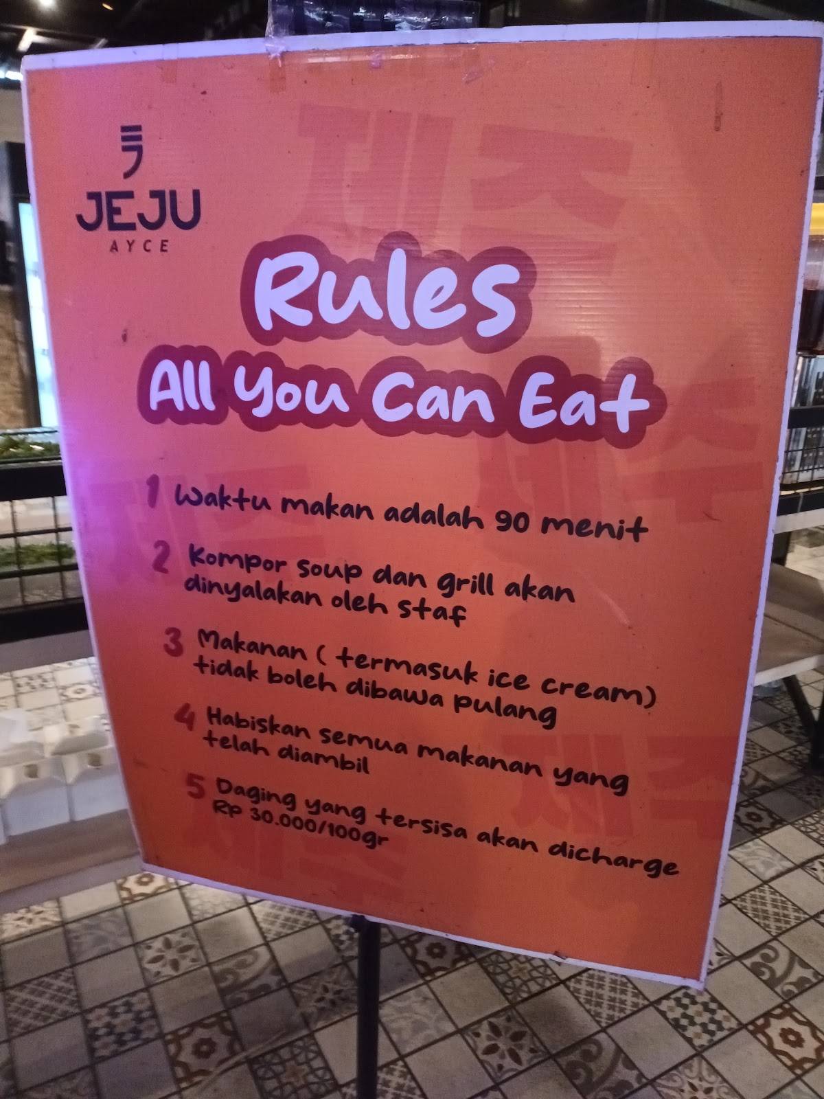 Menu at JEJU AYCE restaurant, Surakarta