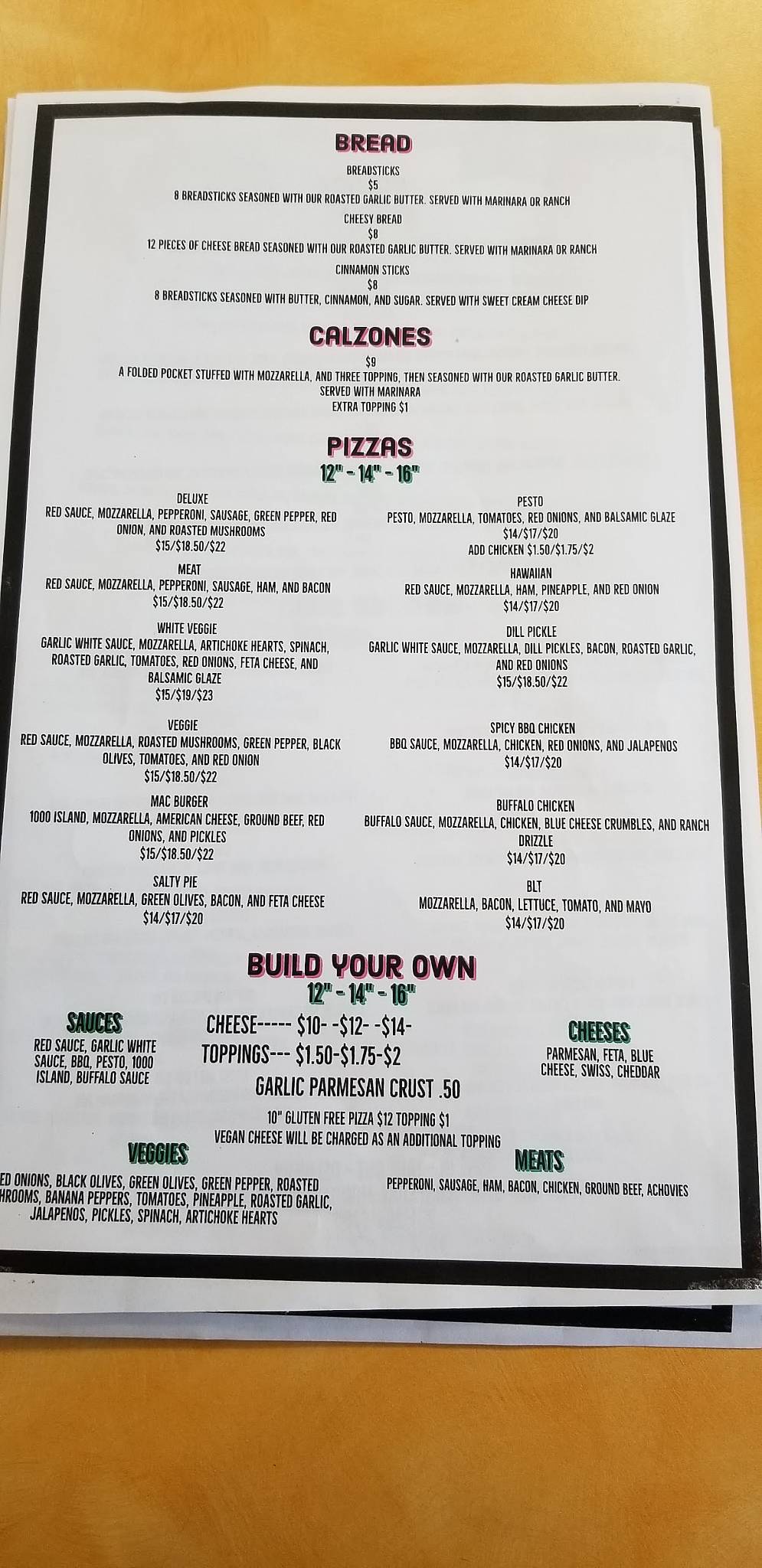 Menu at Jac's Family Restaurant, Elk Rapids