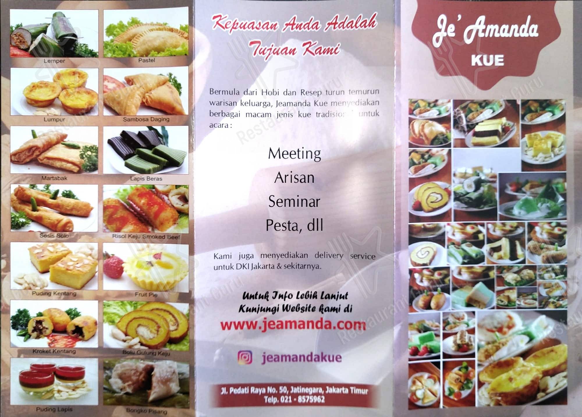 Menu at Je' Amanda Homemade Pattiseries restaurant, Jakarta, Jl. Pedati ...