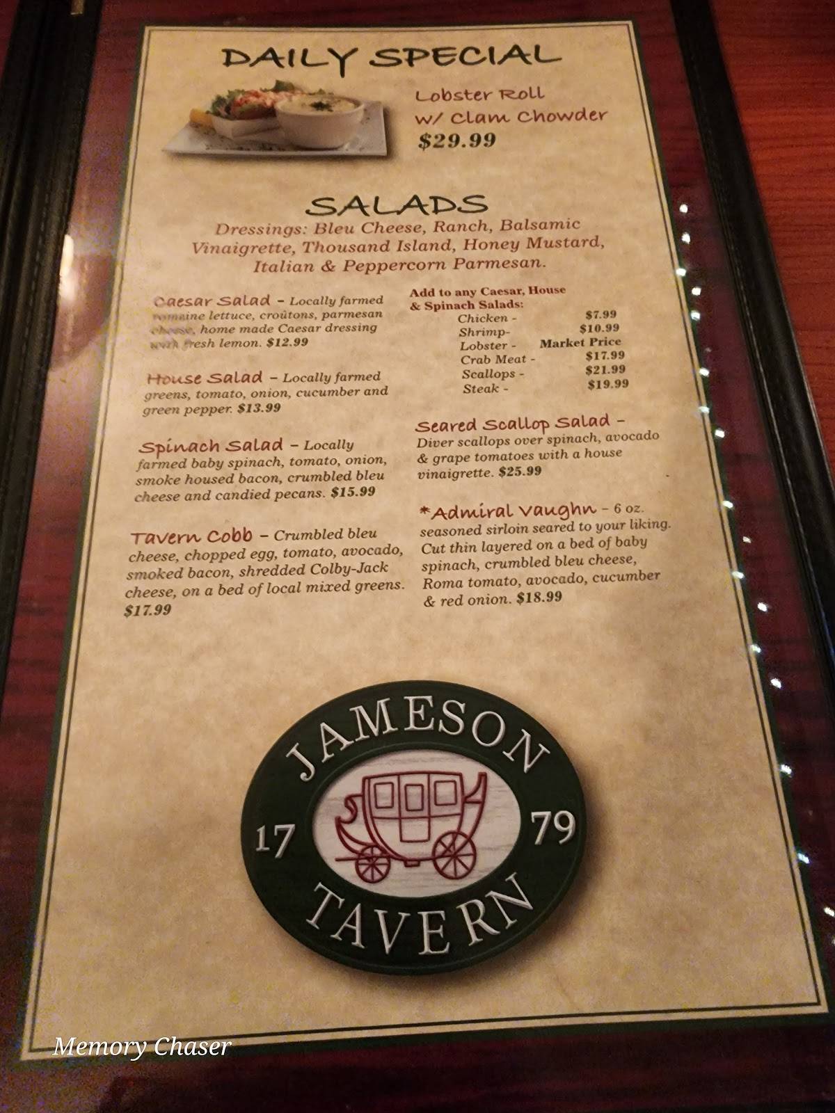 Menu at Jameson Tavern pub & bar, Freeport, 115 Main St
