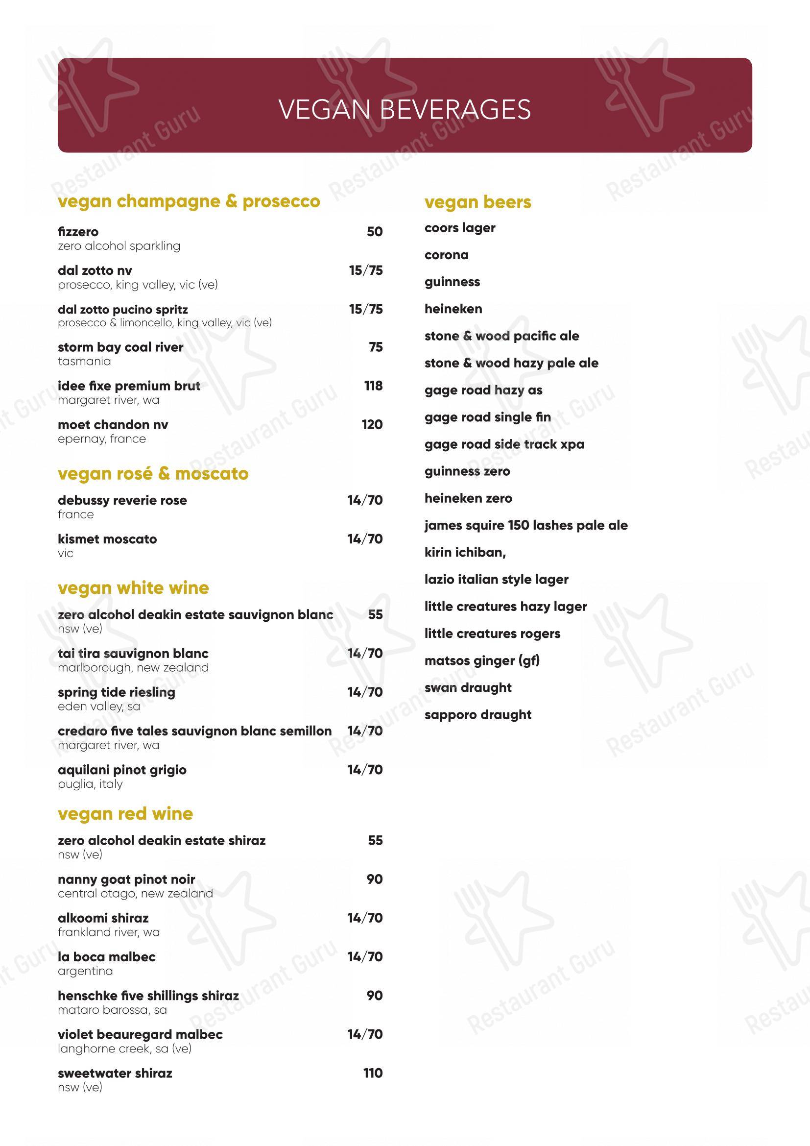 Menu at Jarrah pub & bar, Hillarys