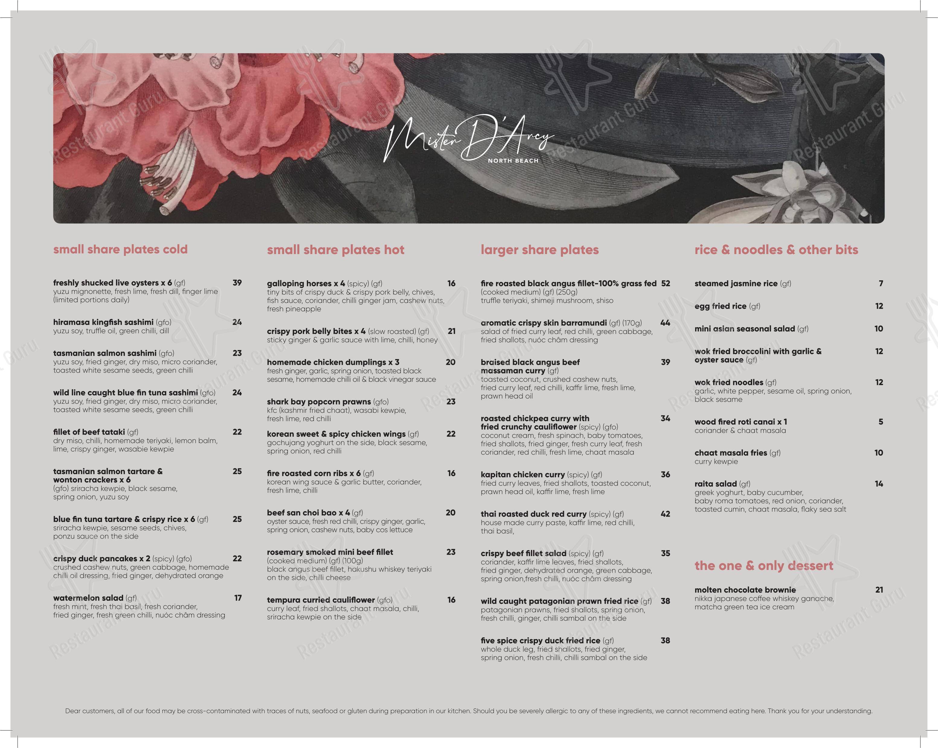 Menu at Jarrah pub & bar, Hillarys