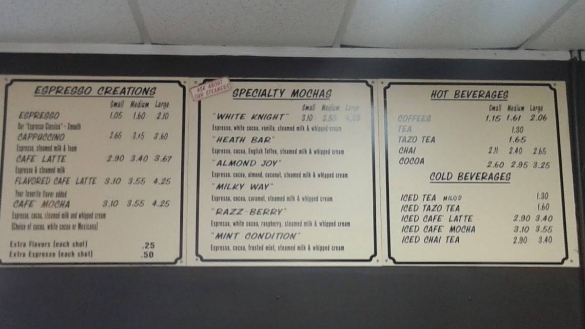 Menu at Java Jaay Cafe, Decatur