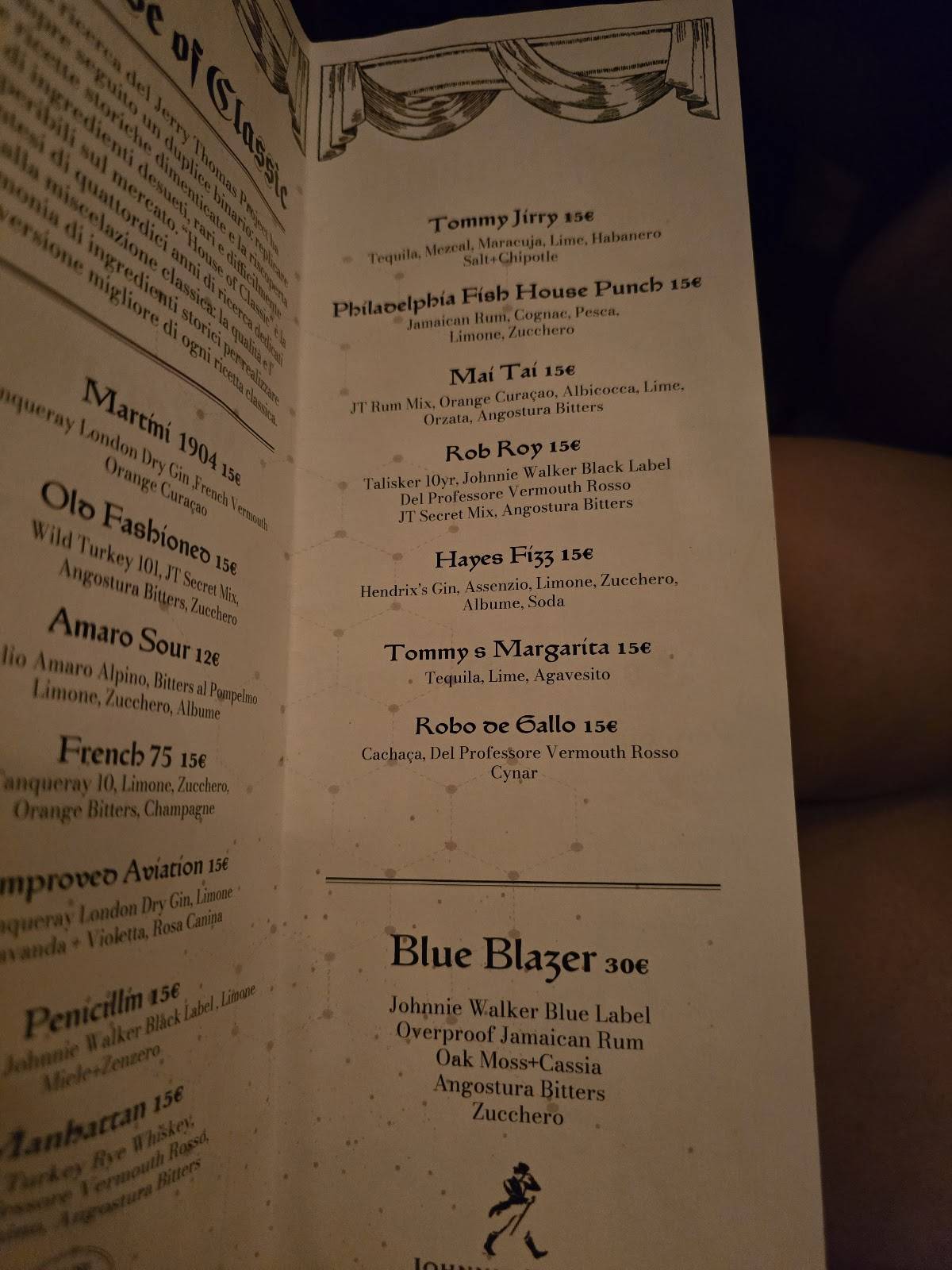 Menu at Jerry Thomas Speakeasy pub & bar, Rome