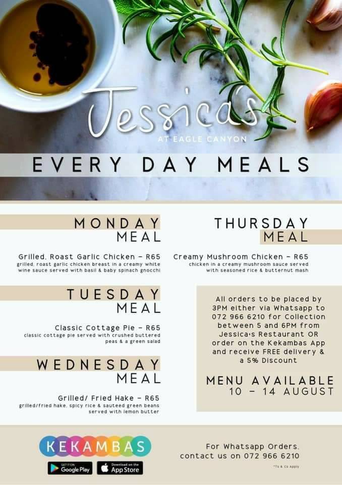 Menu at Jessica’s - Clearwater Mall restaurant, Roodepoort