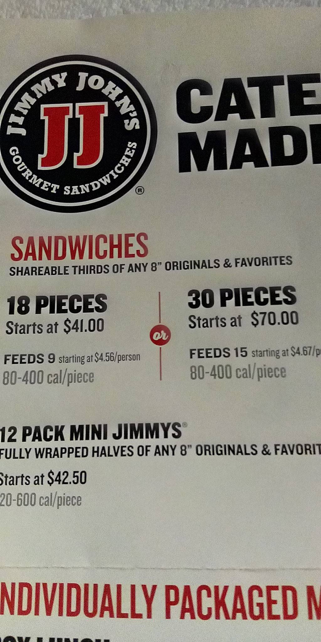 Menu at Jimmy John's fast food, Bozeman, N 19th Ave