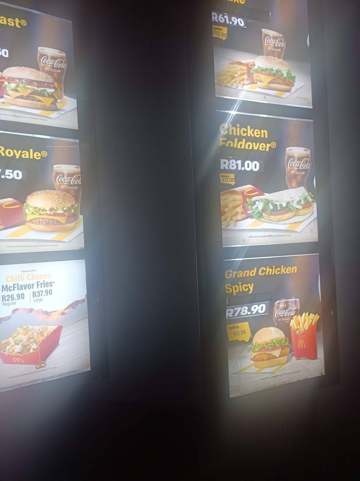 Menu at McDonald's Ellis Park Drive-Thru restaurant, Johannesburg, Joe ...