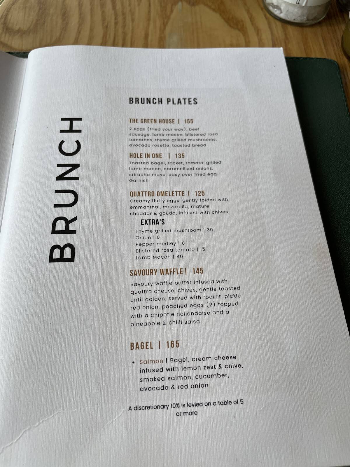 Menu at green dot cafe, Johannesburg, 148 Jan Smuts Ave