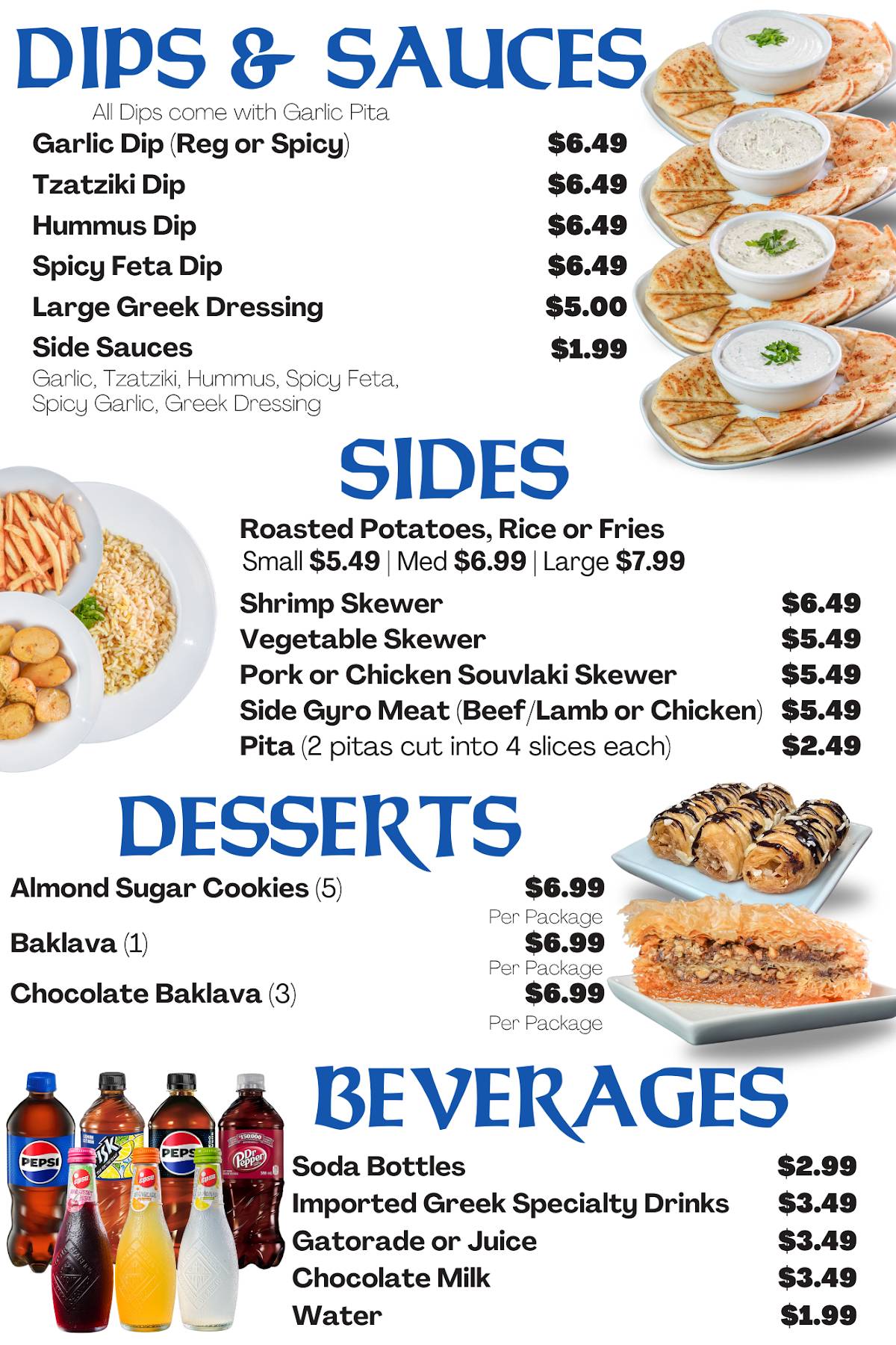 Menu at Johnny Greeko's restaurant, Brantford