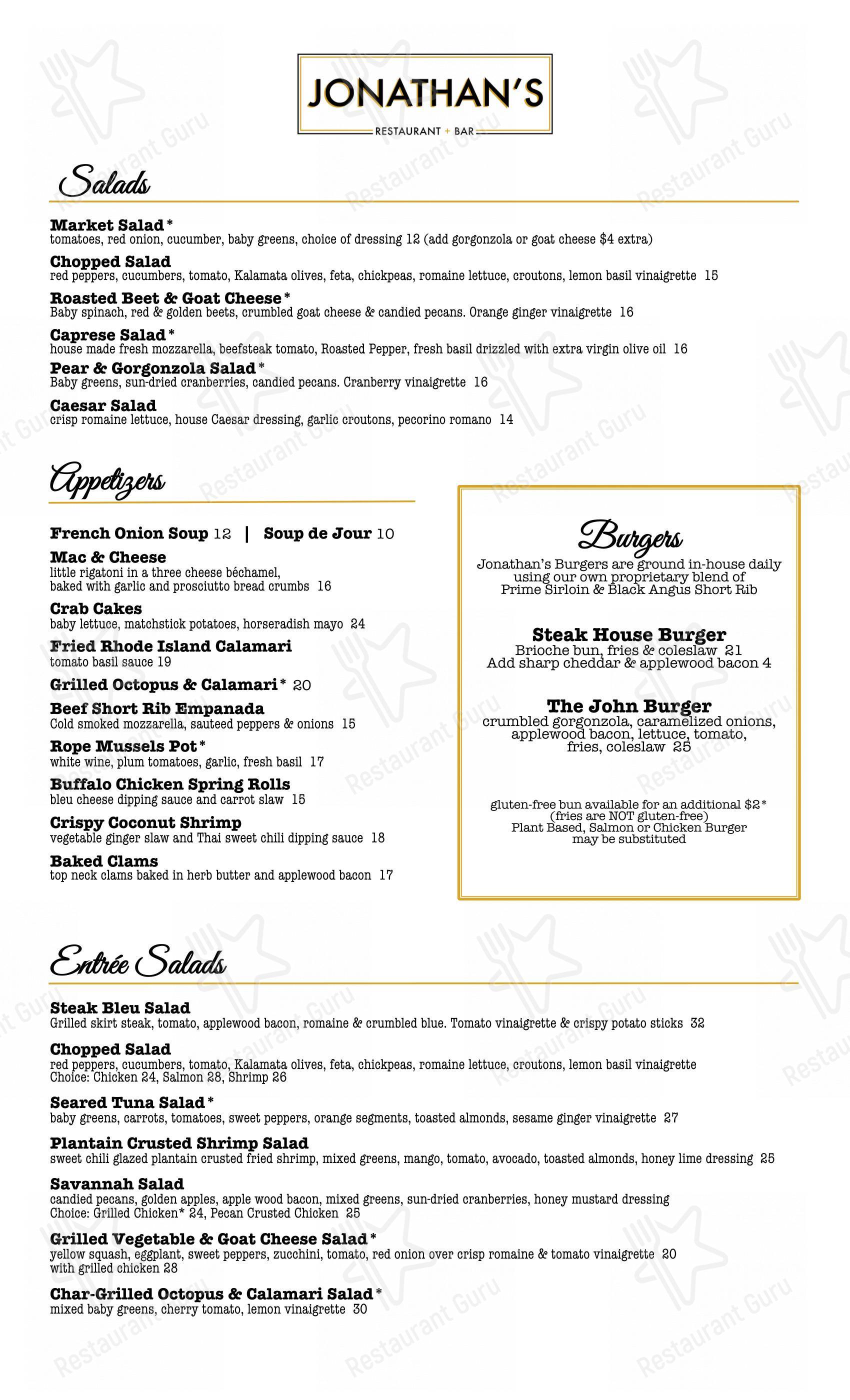Menu at Jonathan's Restaurant, Garden City Park, Jericho Tpke