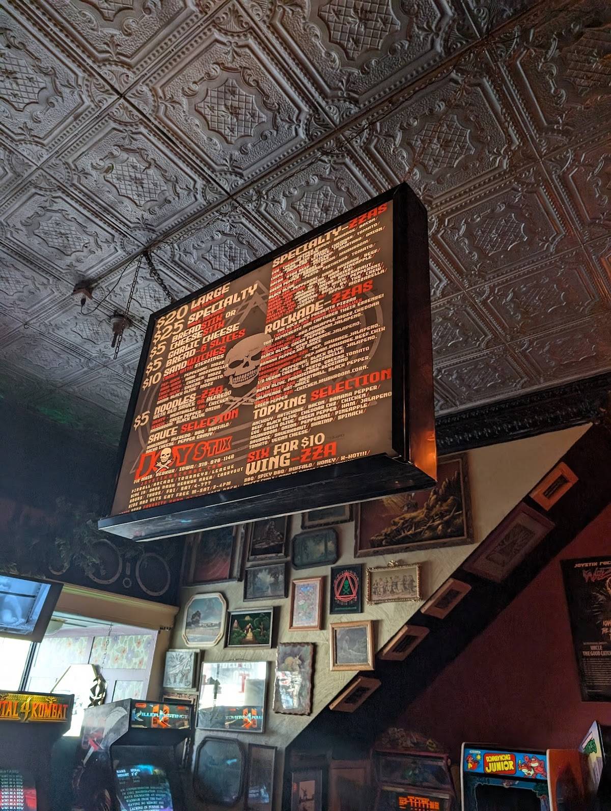 Menu at Joystix Rockade pizzeria, Keokuk