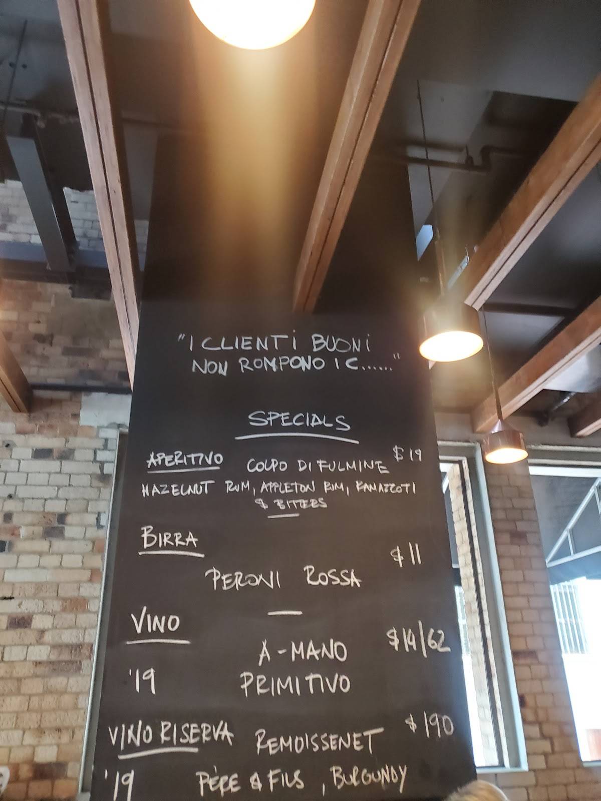 Menu at Julius Pizzeria, South Brisbane