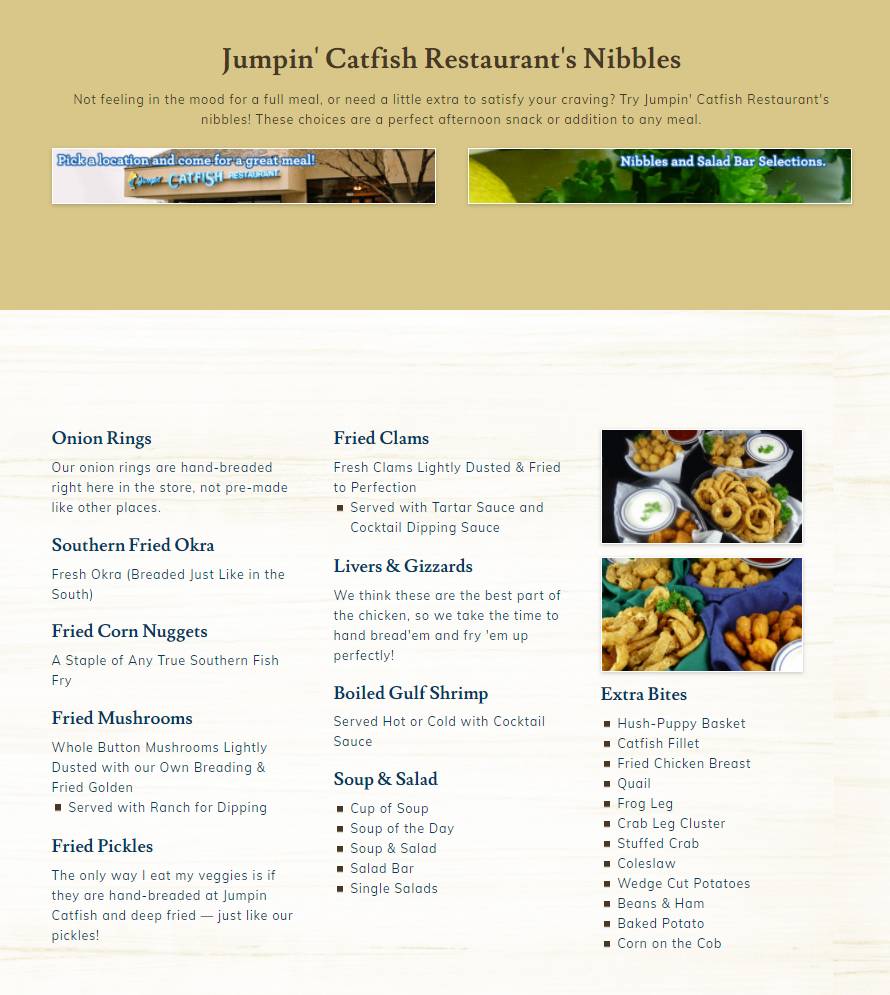 Menu at Jumpin' Catfish Restaurant, Olathe, S Ridgeview Rd