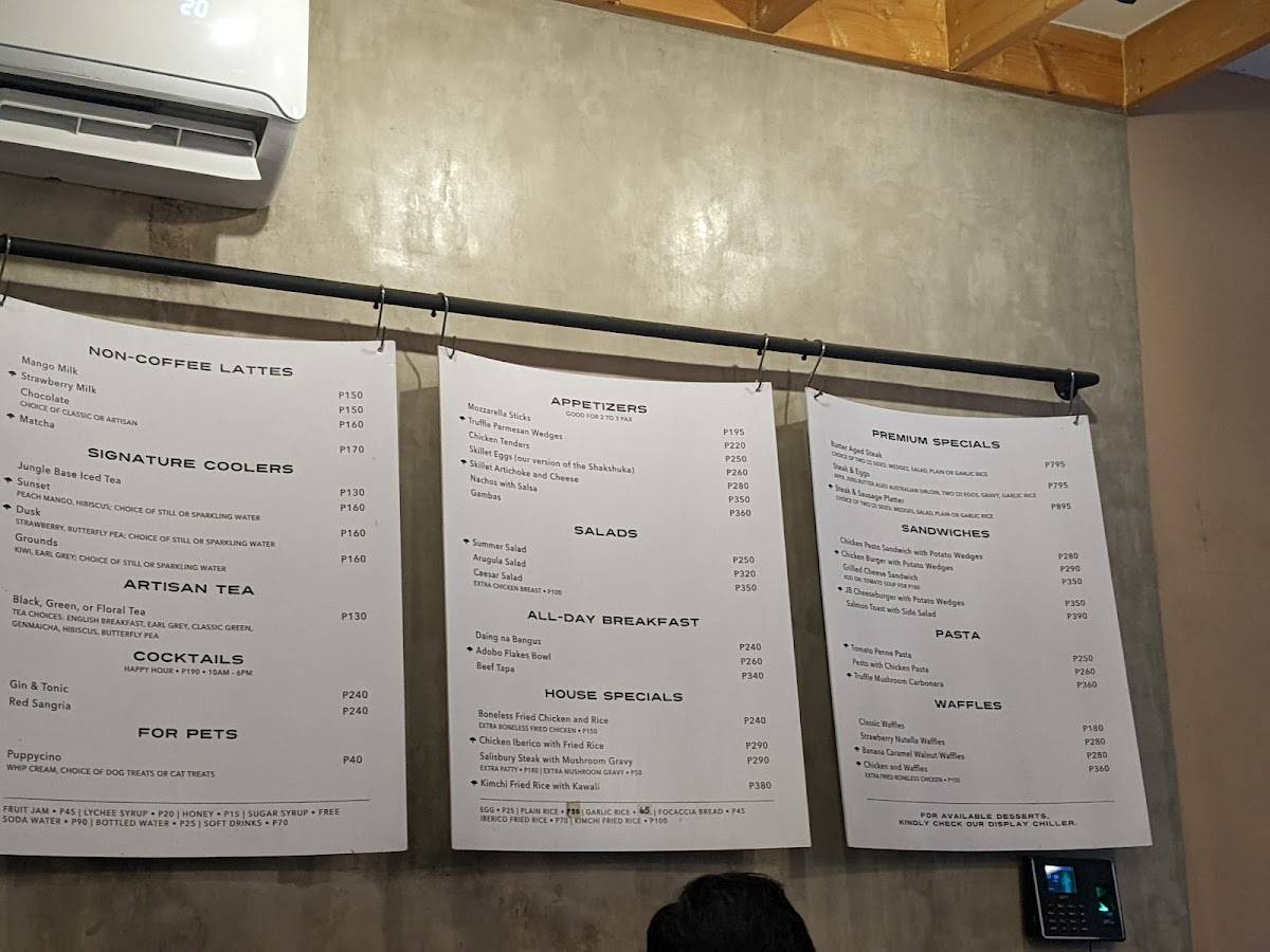 Menu at Jungle Base Grounds - Coffee cafe, San Fernando