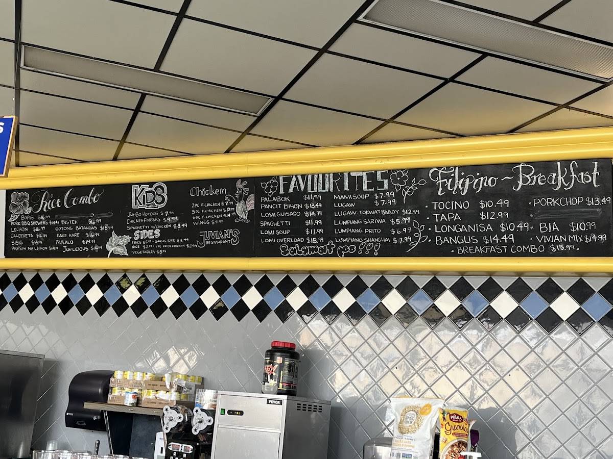 Menu at Juvian's Restaurant, Winnipeg, Notre Dame Ave