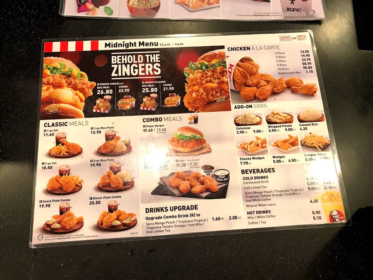 Menu at KFC Genting Highlands (Genting Grand Hotel) restaurant, Genting ...