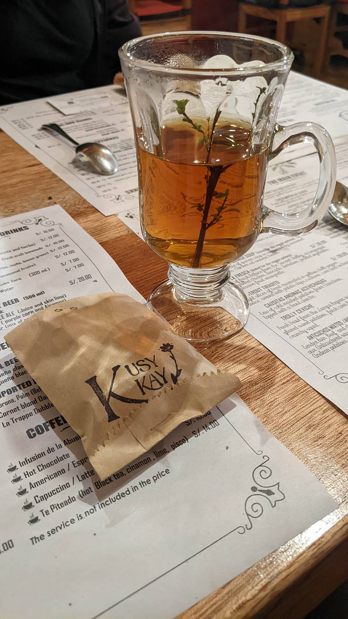 Menu at KUSYKAY Peruvian Craft Food restaurant, Cusco