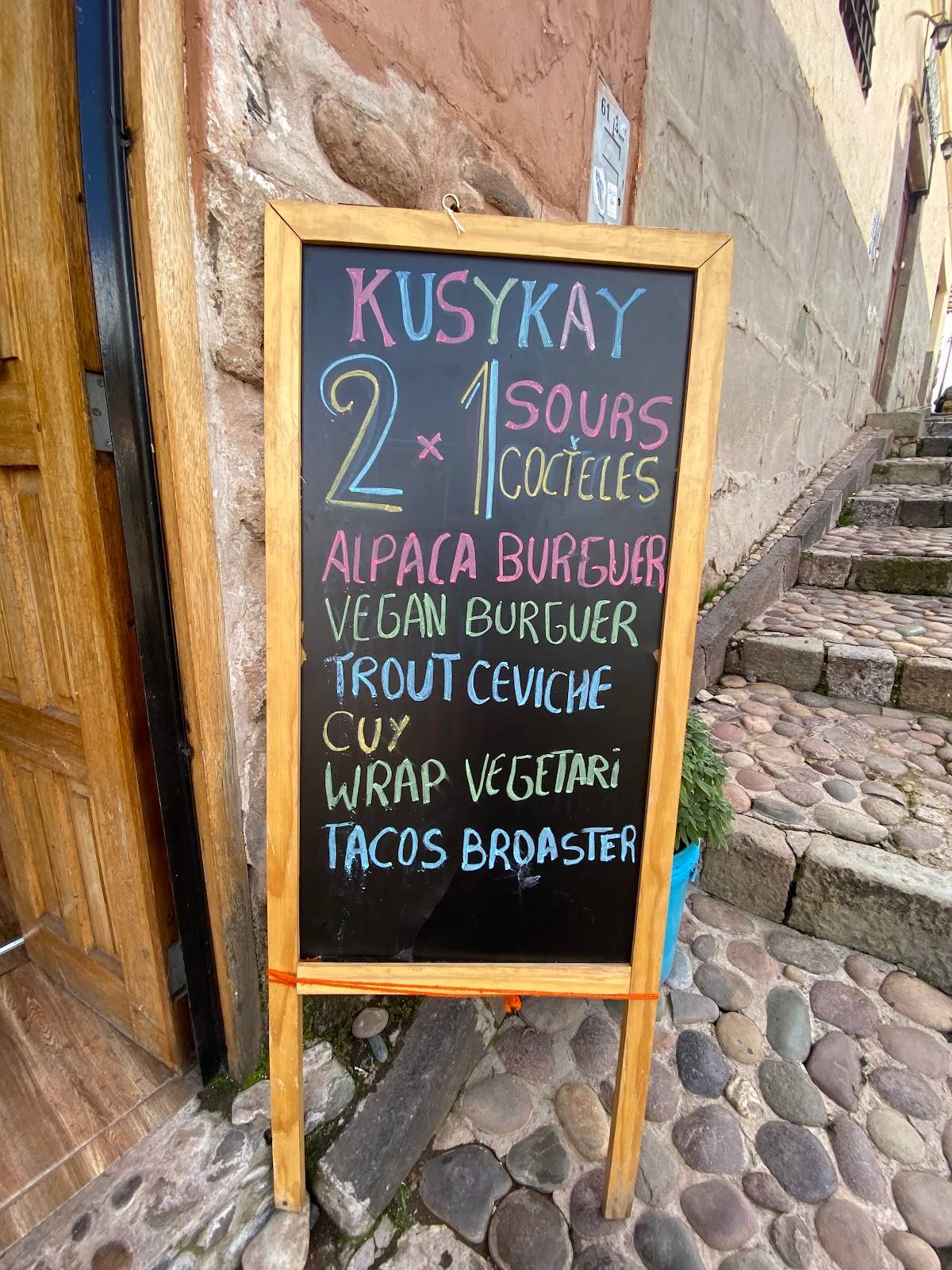 Menu at KUSYKAY Peruvian Craft Food restaurant, Cusco