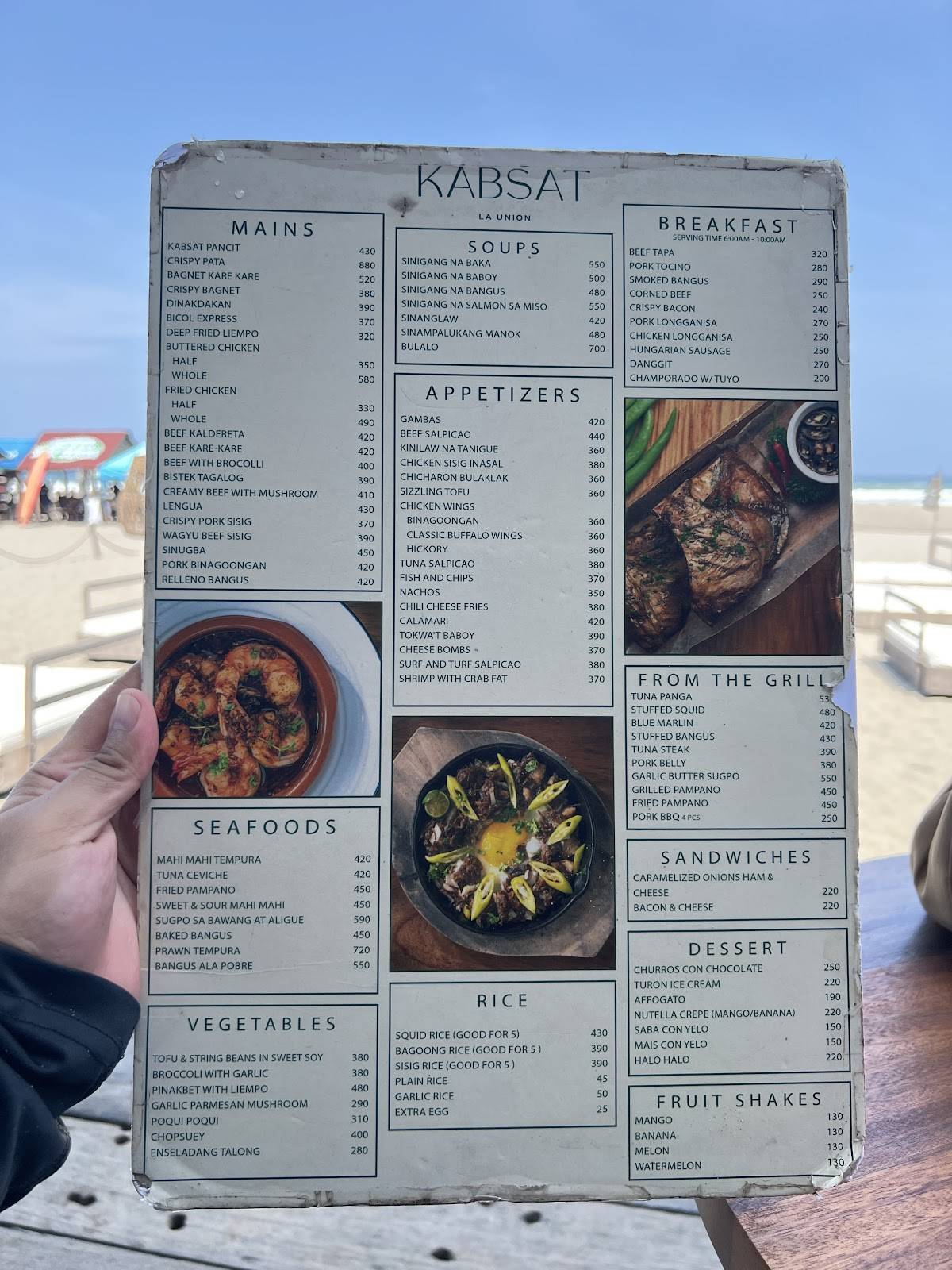 Menu at Kabsat La Union restaurant, San Juan