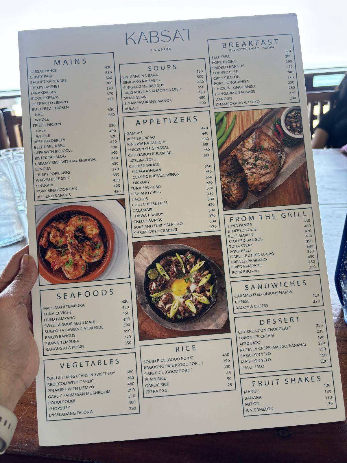 Menu at Kabsat La Union restaurant, San Juan