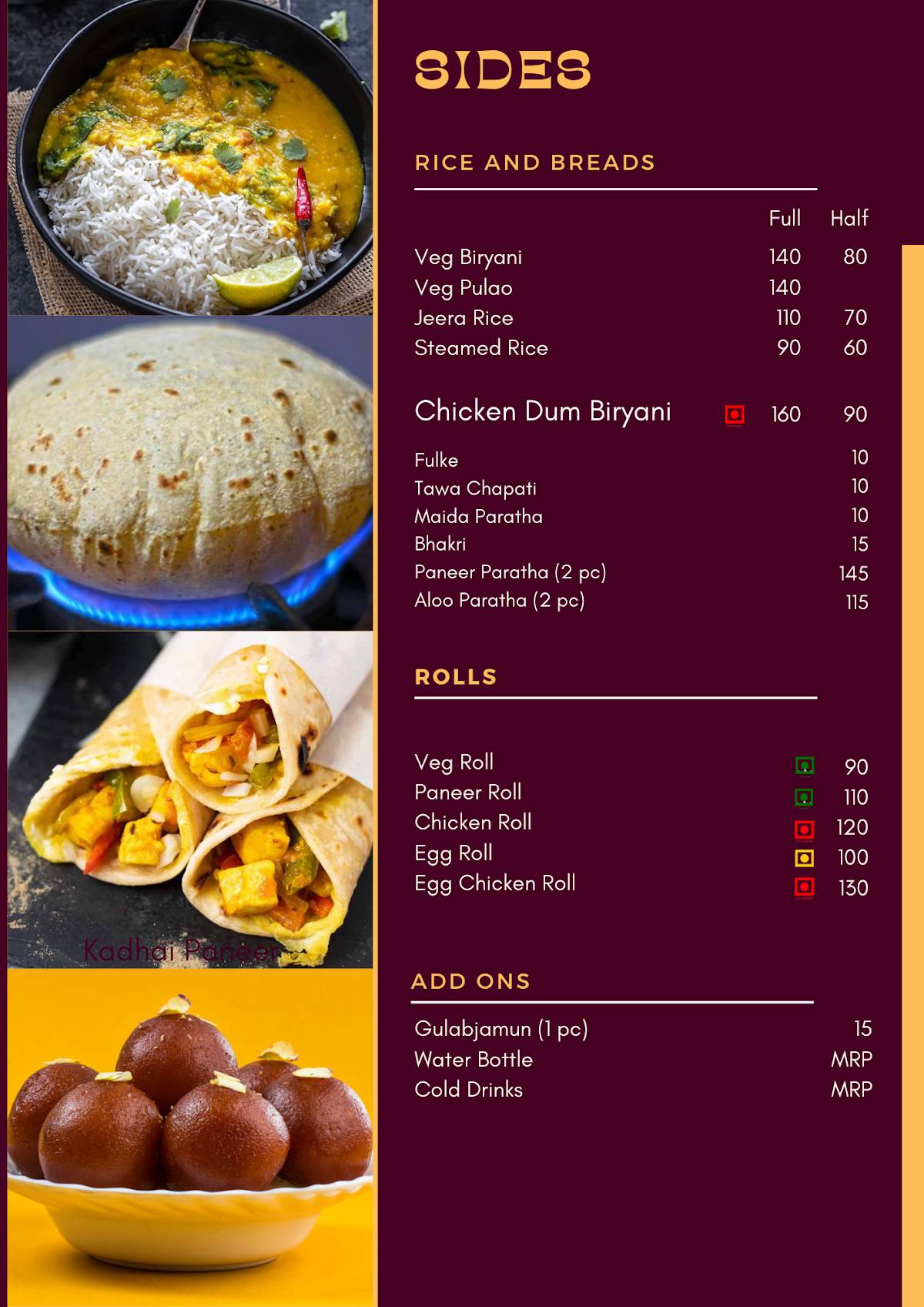 Menu at Kadhai Ghar Ghar Ki, Pune