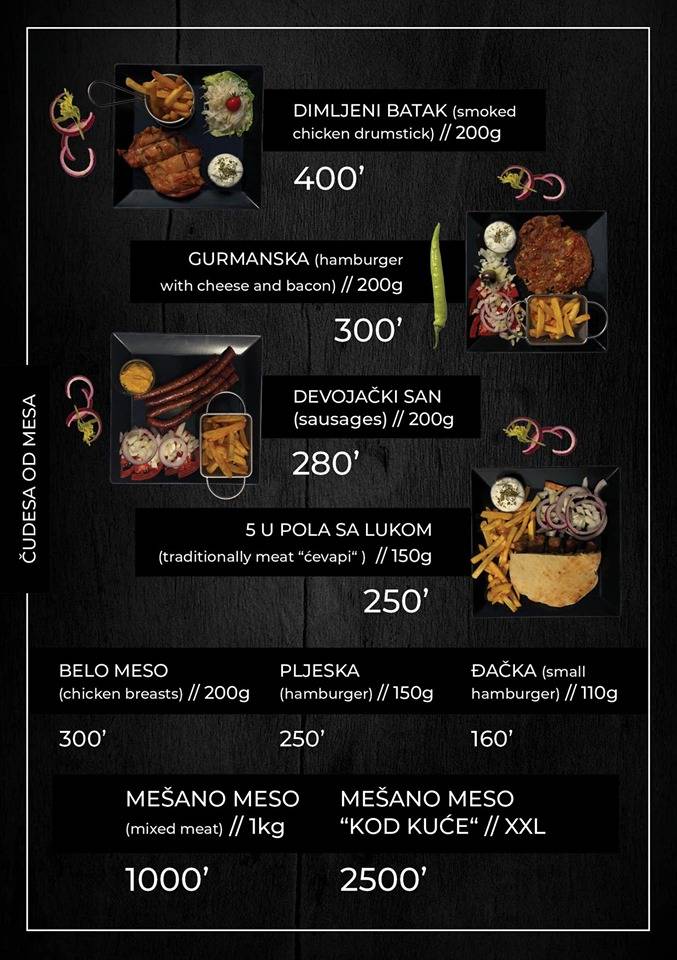 Speisekarte von Kafana KOD KUĆE restaurant, Serbien