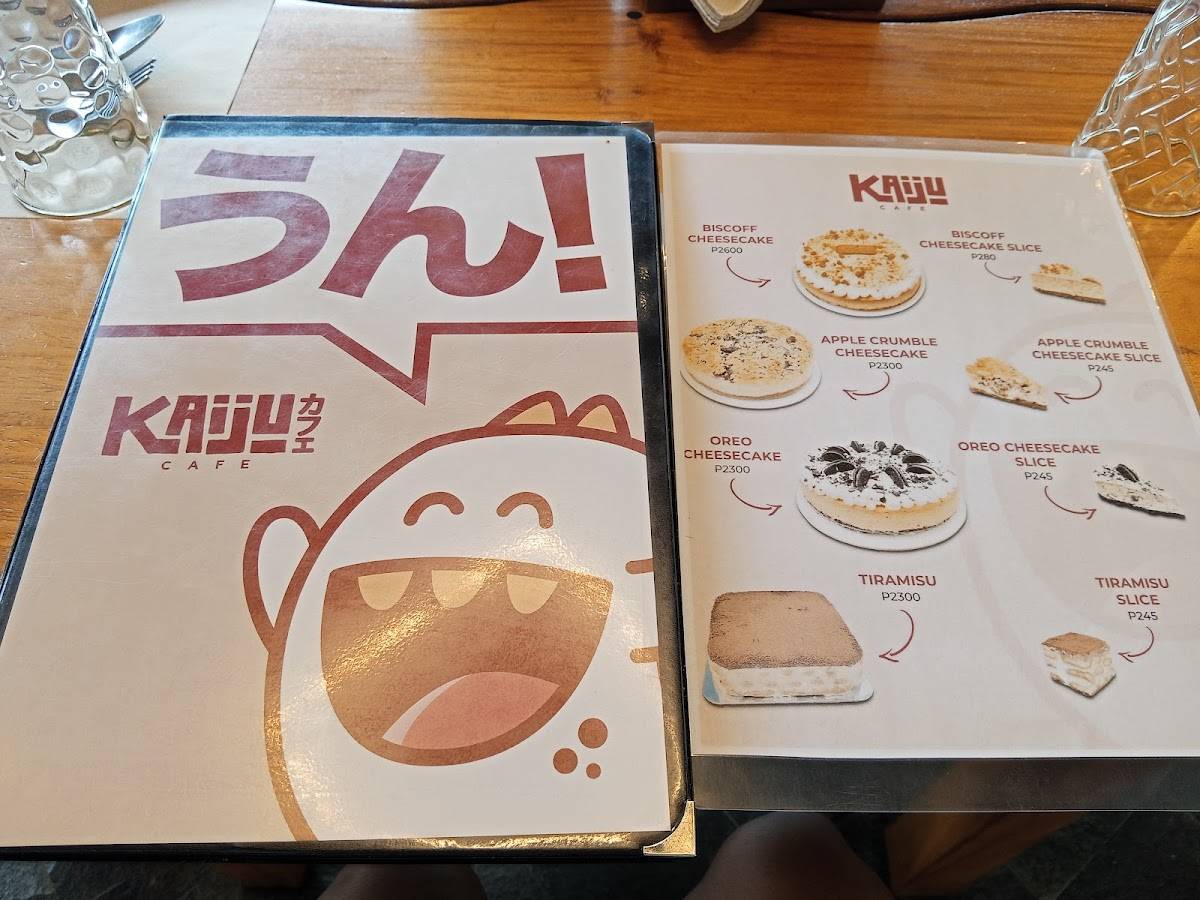Menu at Kaiju Cafe, Lipa