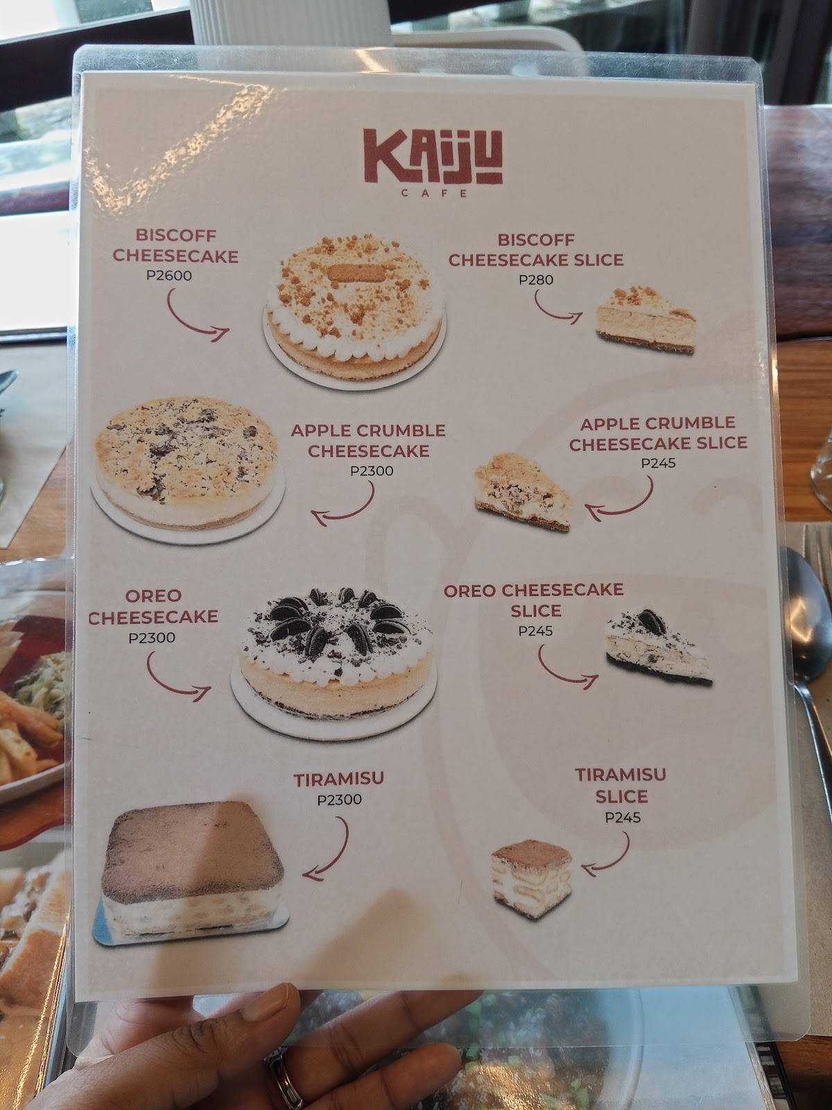 Menu at Kaiju Cafe, Lipa