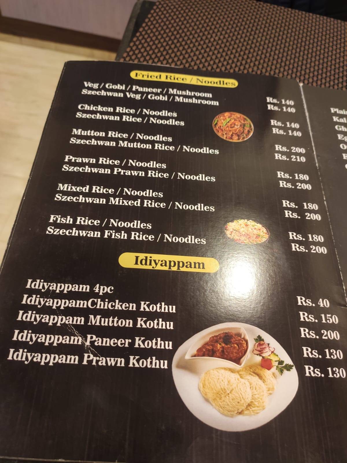 Menu at Kaimanam, Chennai, 15