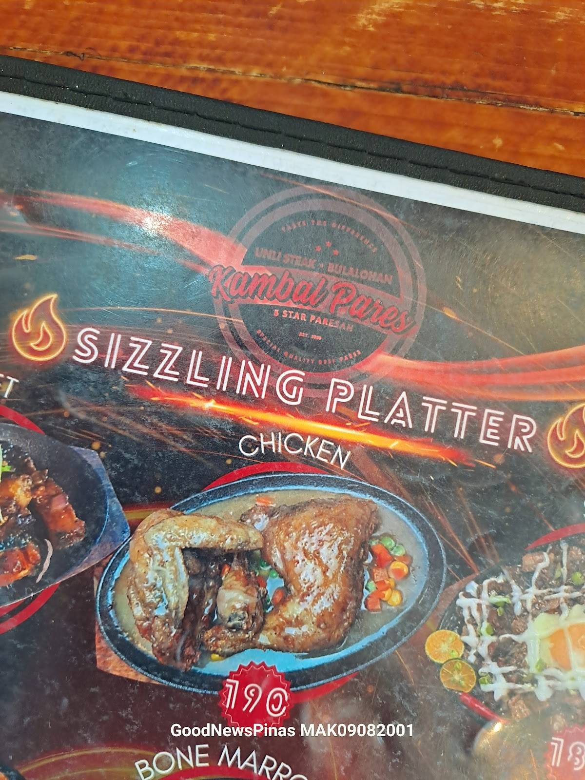 Menu at Kambal Pares Calamba restaurant, Calamba