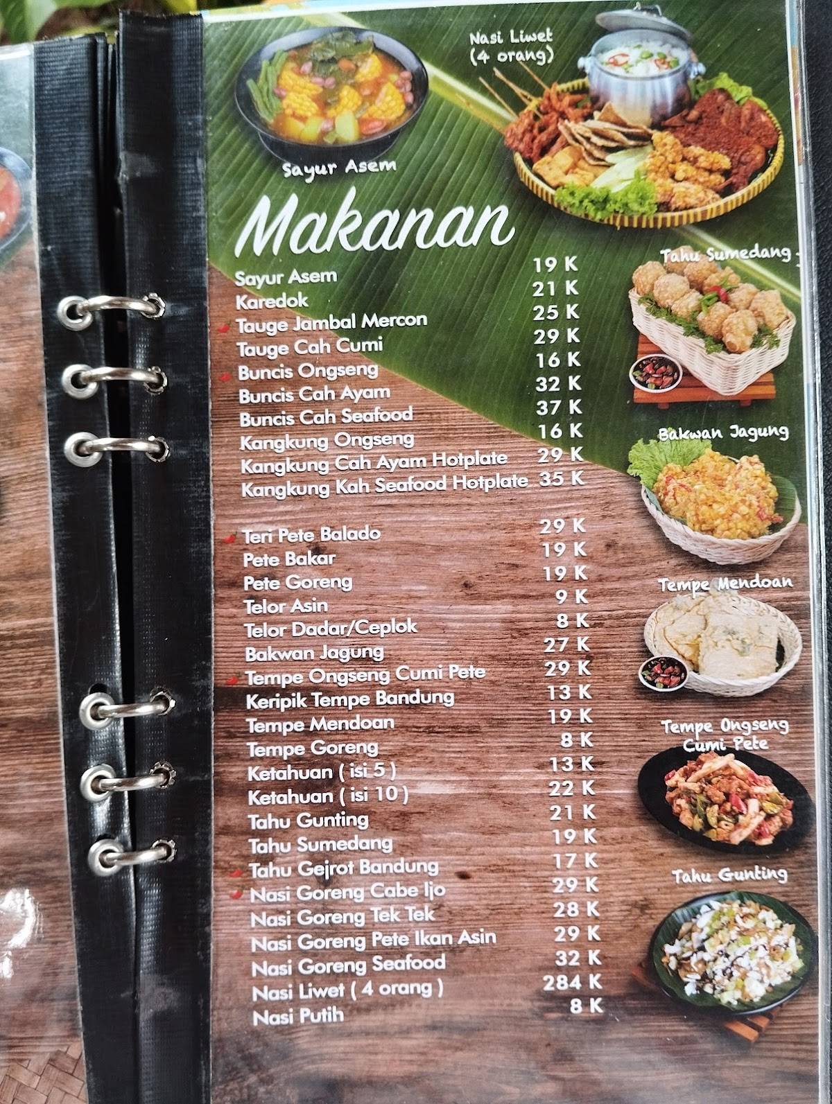 Menu at Kampung Kecil Kedoya Puri Kembangan restaurant, West Jakarta