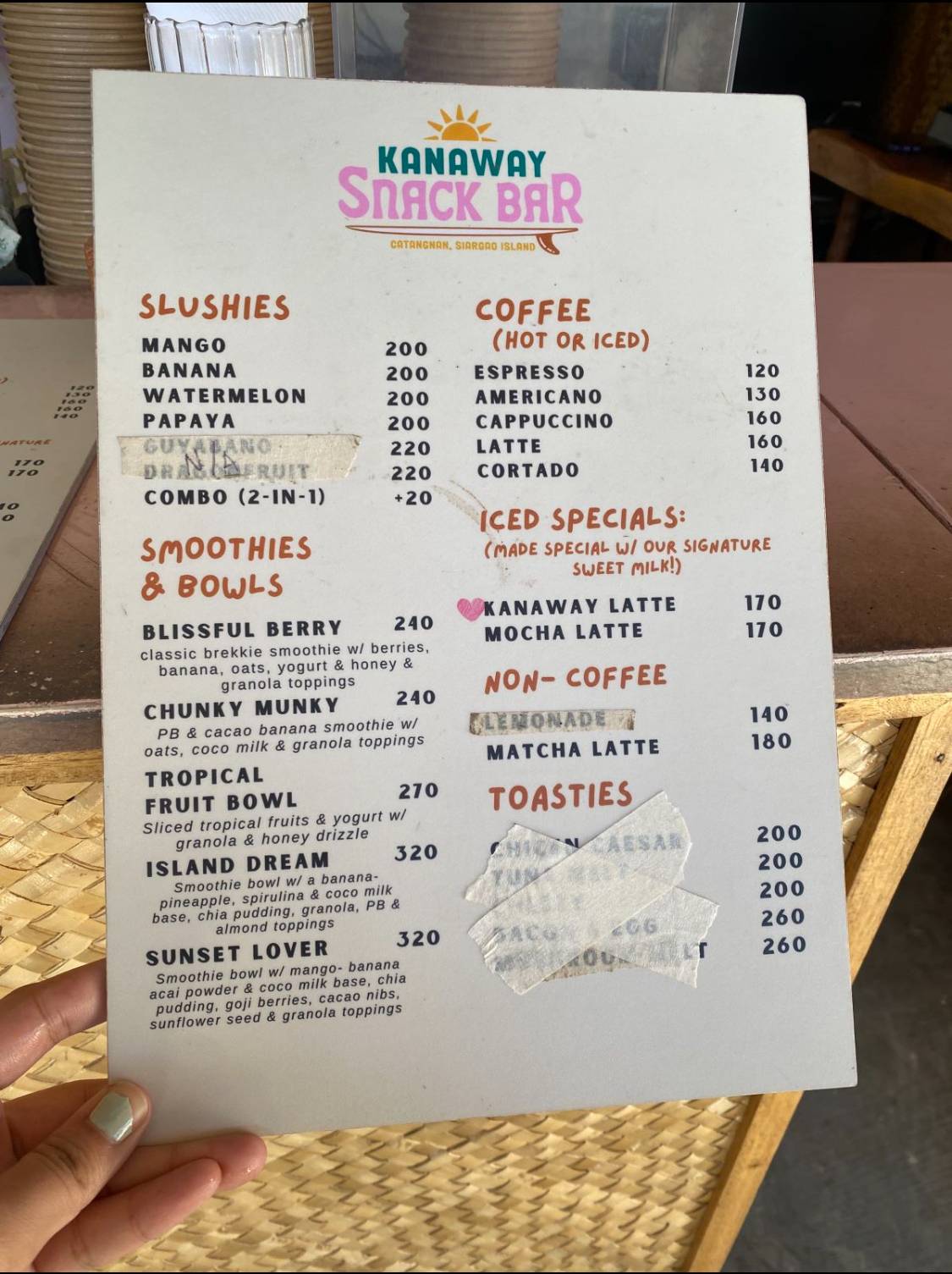 Menu at Kanaway Snack Bar, General Luna
