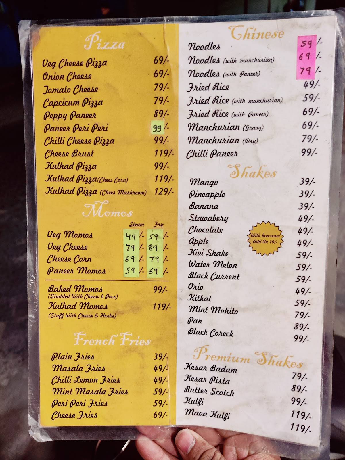 Menu at Kanha Sandwich, Indore