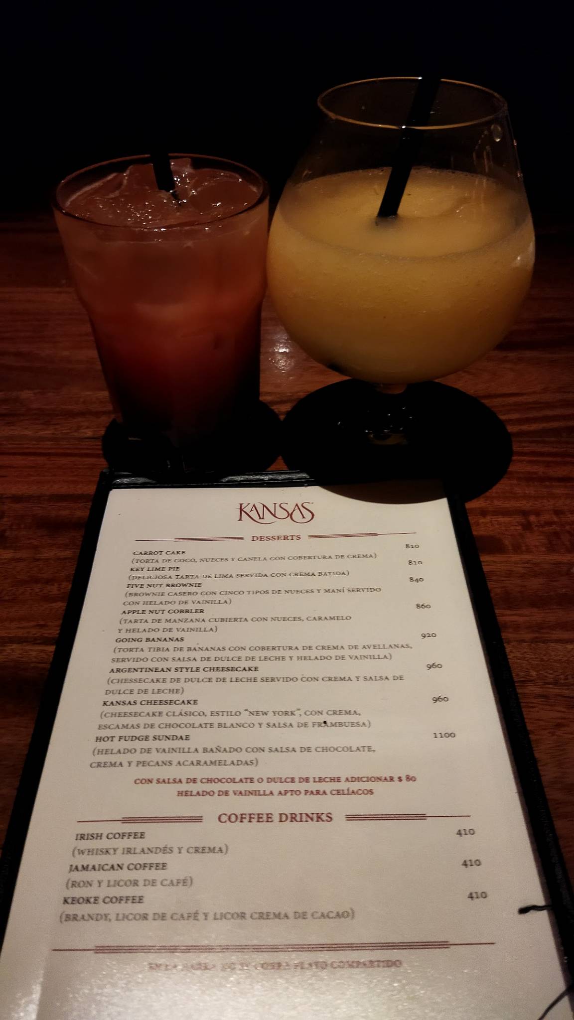 Carta del restaurante Kansas, Buenos Aires, Av. del Libertador 4625