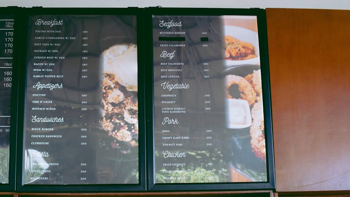Menu at Kape Sinukuan cafe, Arayat