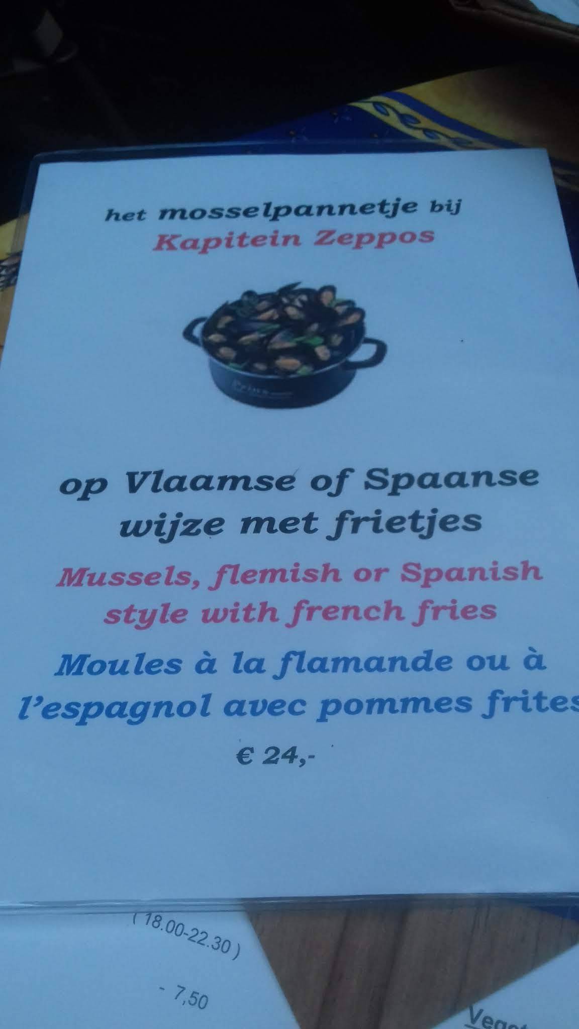 Speisekarte von Kapitein Zeppos, Amsterdam, Gebed Zonder End 5