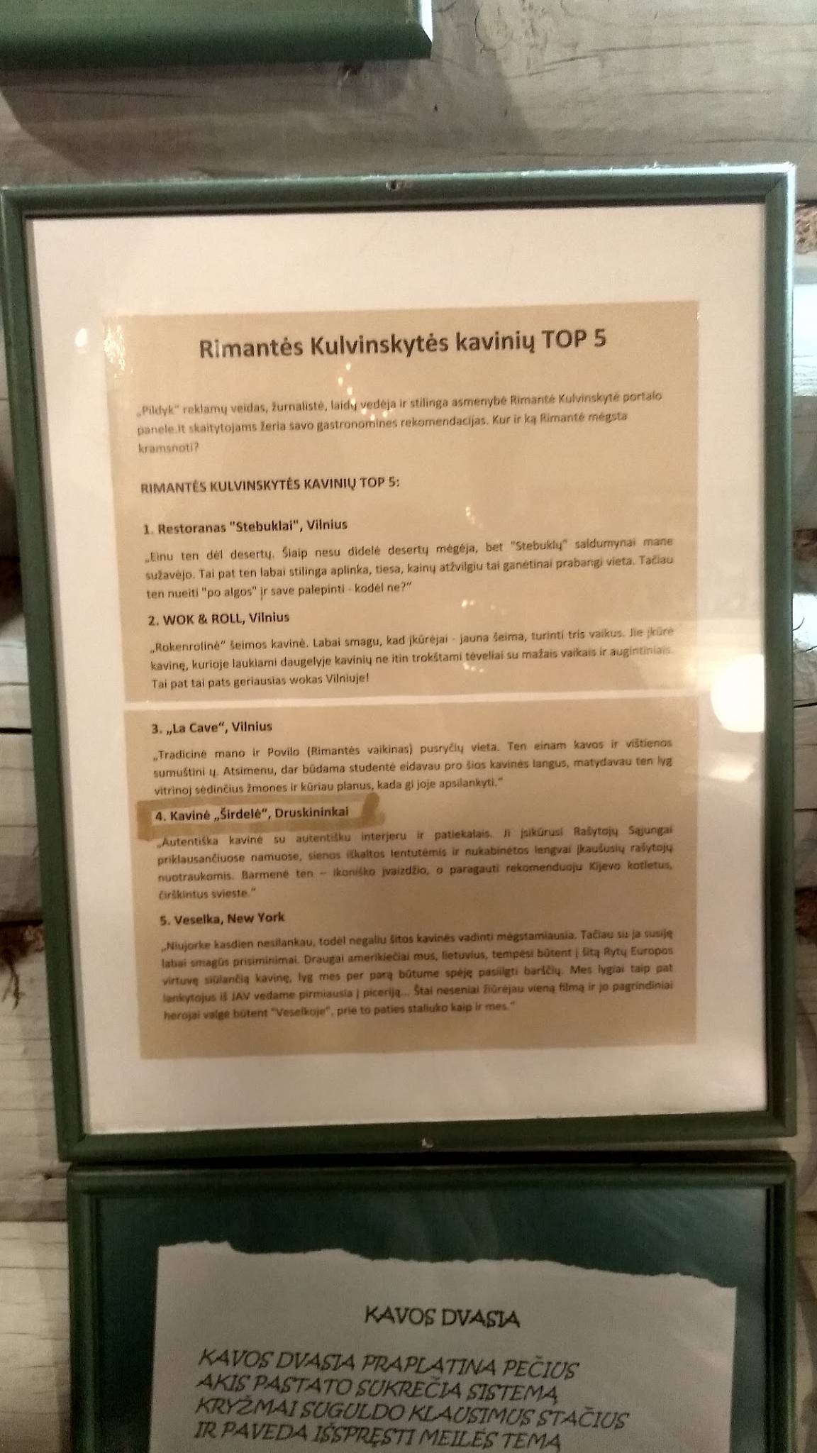 Menu at Kavinė ALKA - Raselės "Širdelė" restaurant, Druskininkai